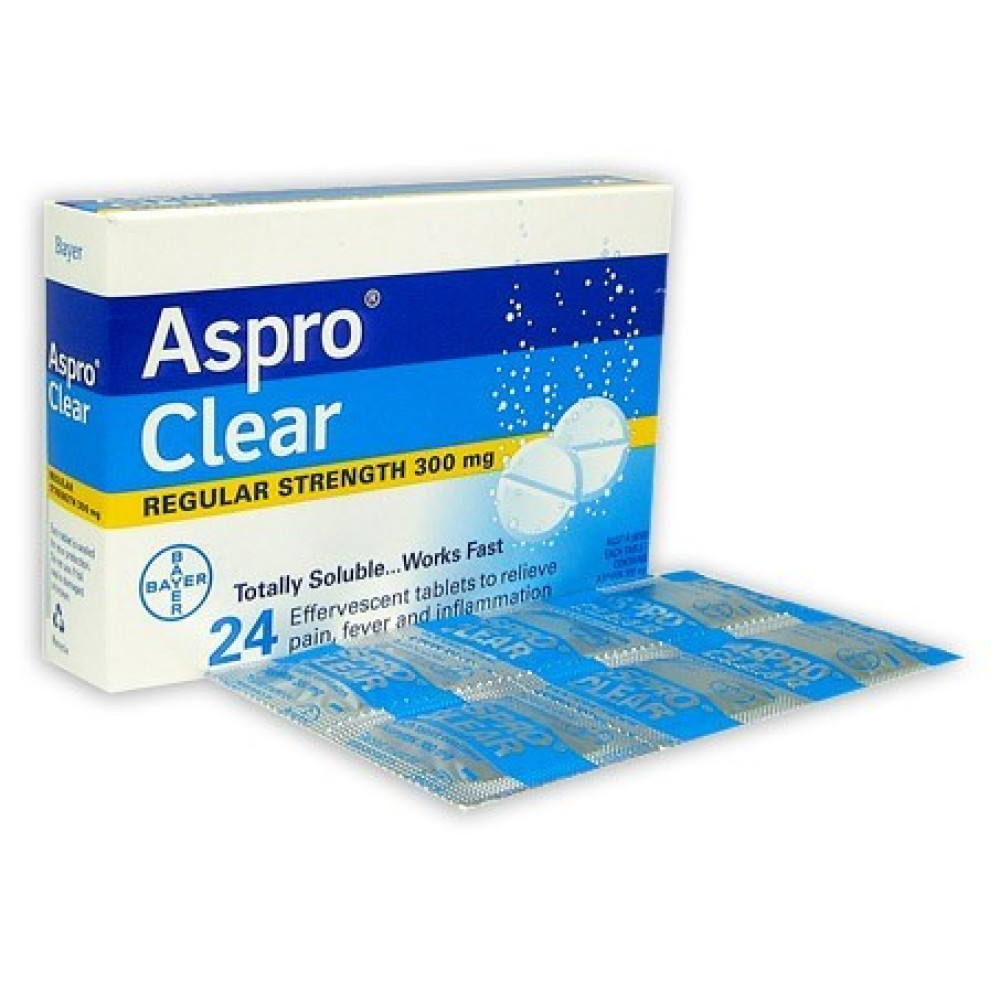Aspro Clear Soluble Aspirin 300mg 24 Effervescent Tablets ...