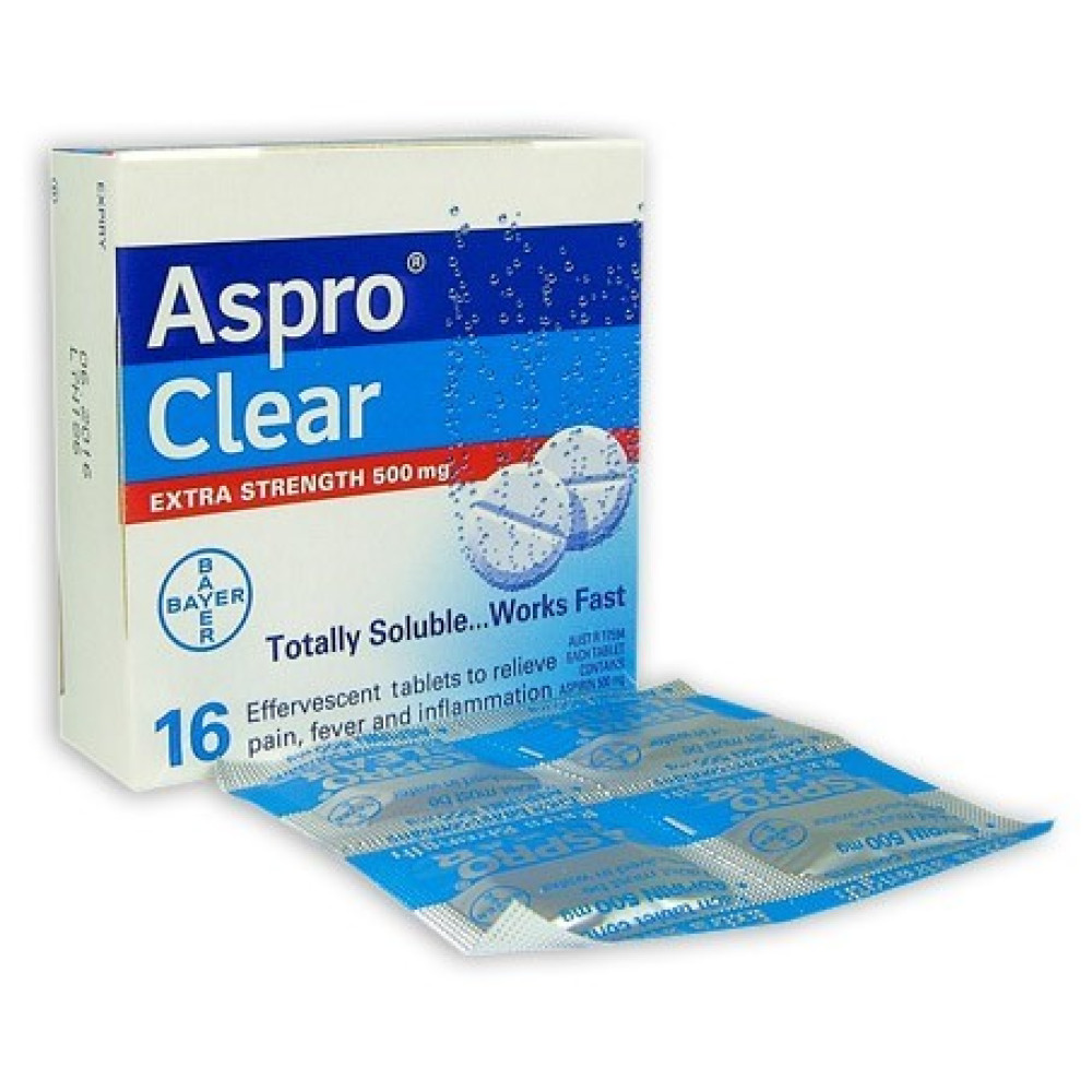 Aspro Clear 500mg 16 Effervescent Tablets - Birkenhead Health ...