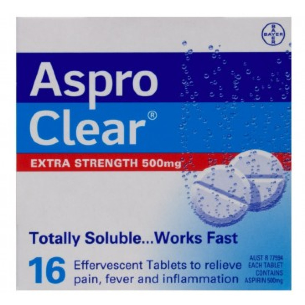 Aspro Clear 500mg 16 Effervescent Tablets - Birkenhead Health ...