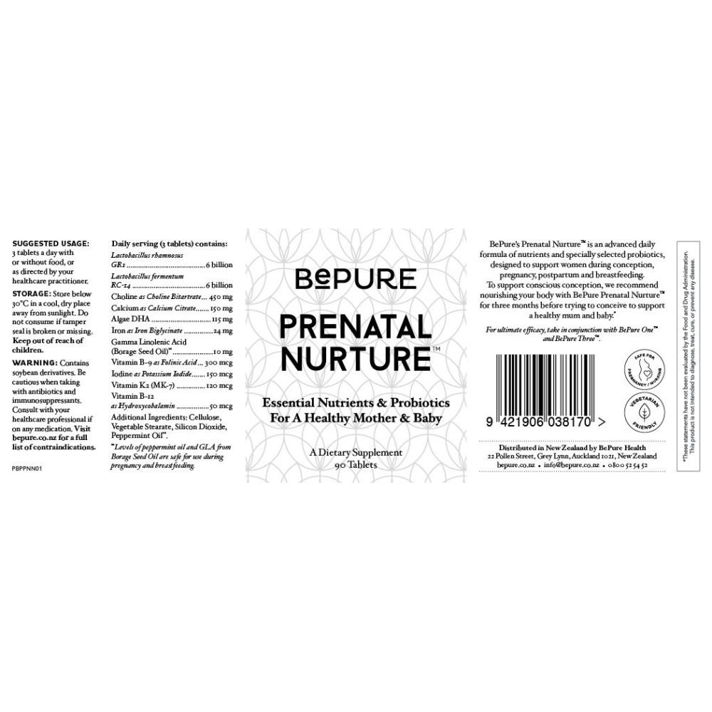 BePure Prenatal Nurture 90 Tablets - Birkenhead Health Plus