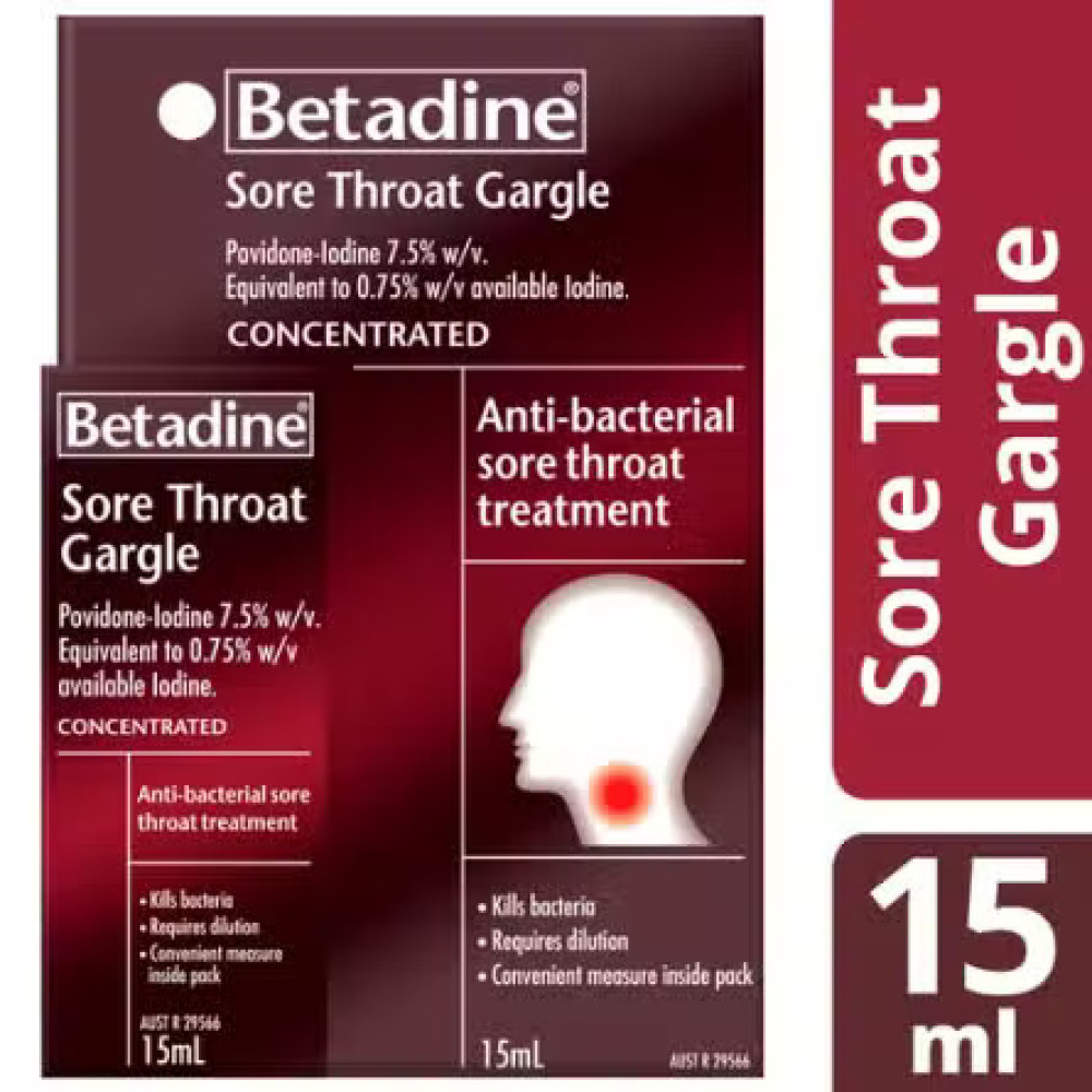 Betadine Sore Throat Gargle Concentrated 15ml | Birkenhead ...