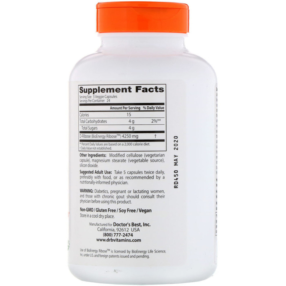 Doctor's Best D-Ribose 850mg 120 Capsules - Birkenhead Health ...