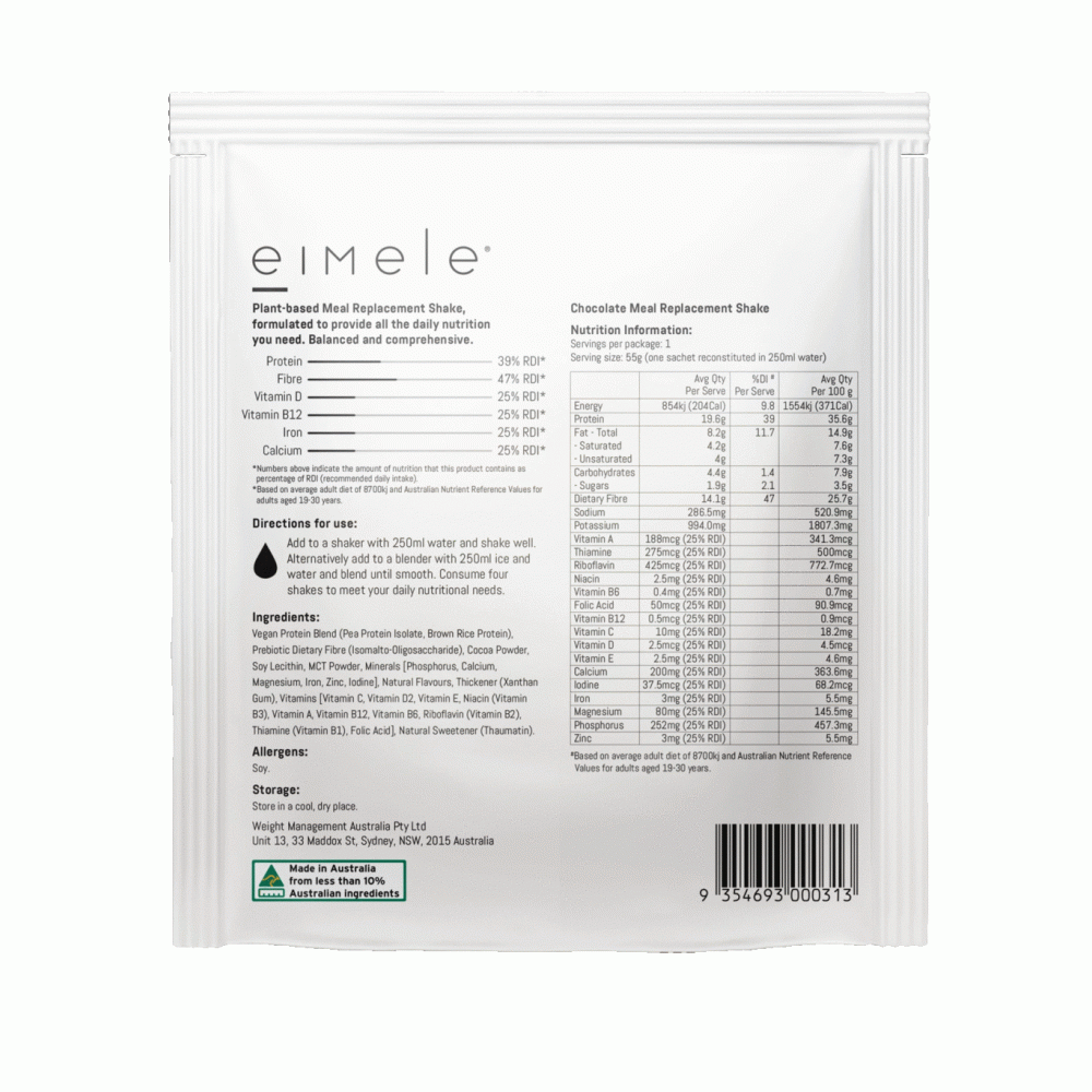 Eimele Chocolate Meal Replacement Shake 7 x 55g - Birkenhead ...