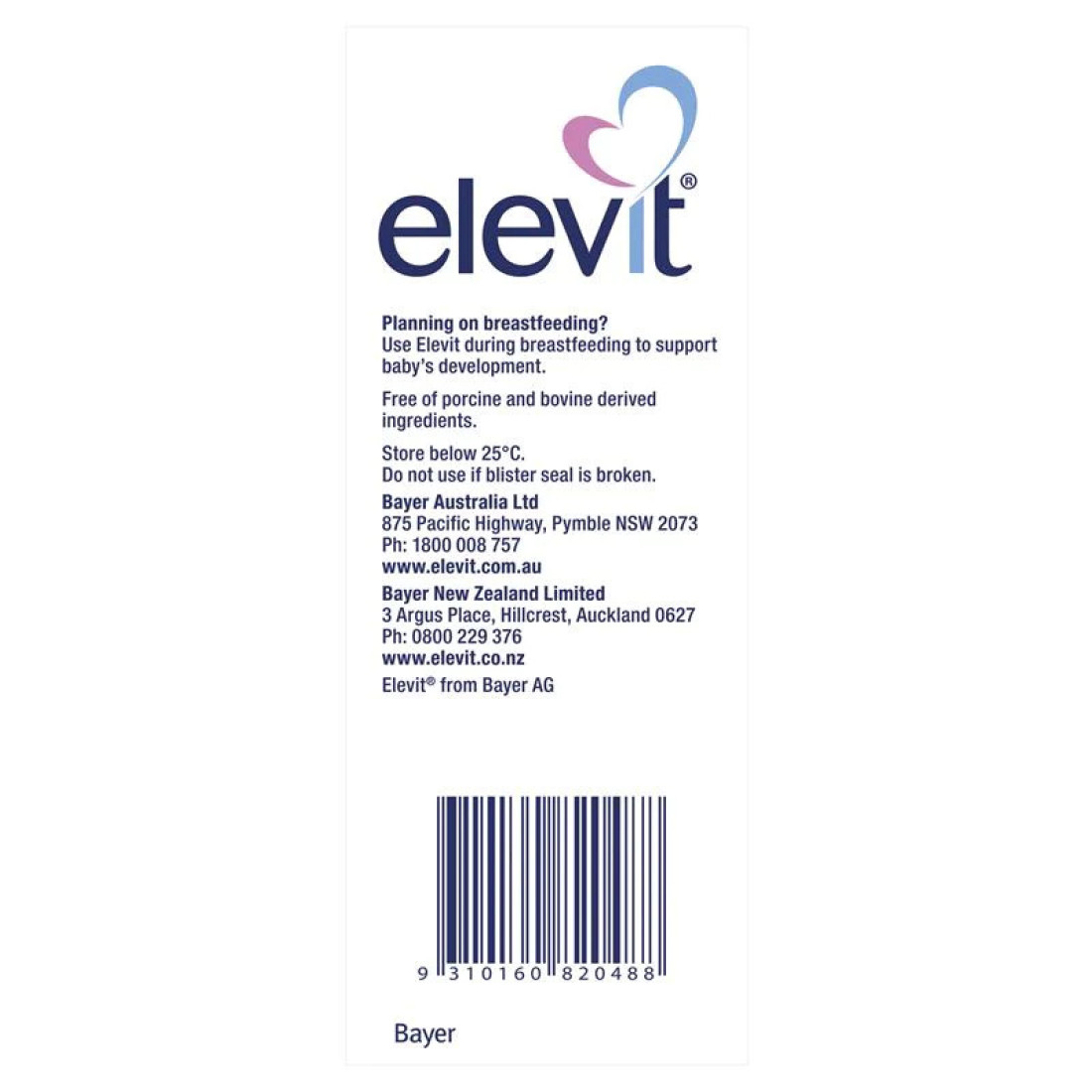 Elevit with Iodine Pregnancy Multivitamin 100 Tablets | Birkenhead ...