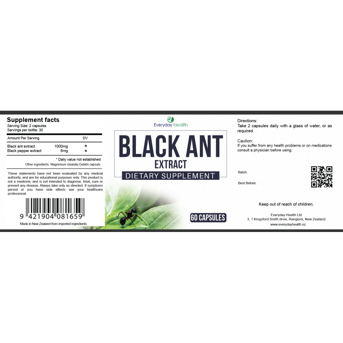 Everyday Health Black Ant Extract | Birkenhead HealthPlus