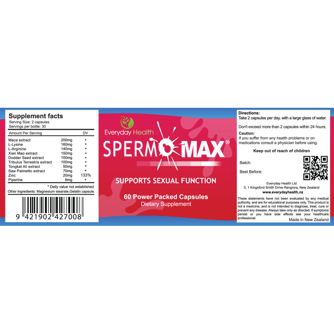 Everyday Health Spermomax Sperm Health 60 Capsules - Birkenhead ...