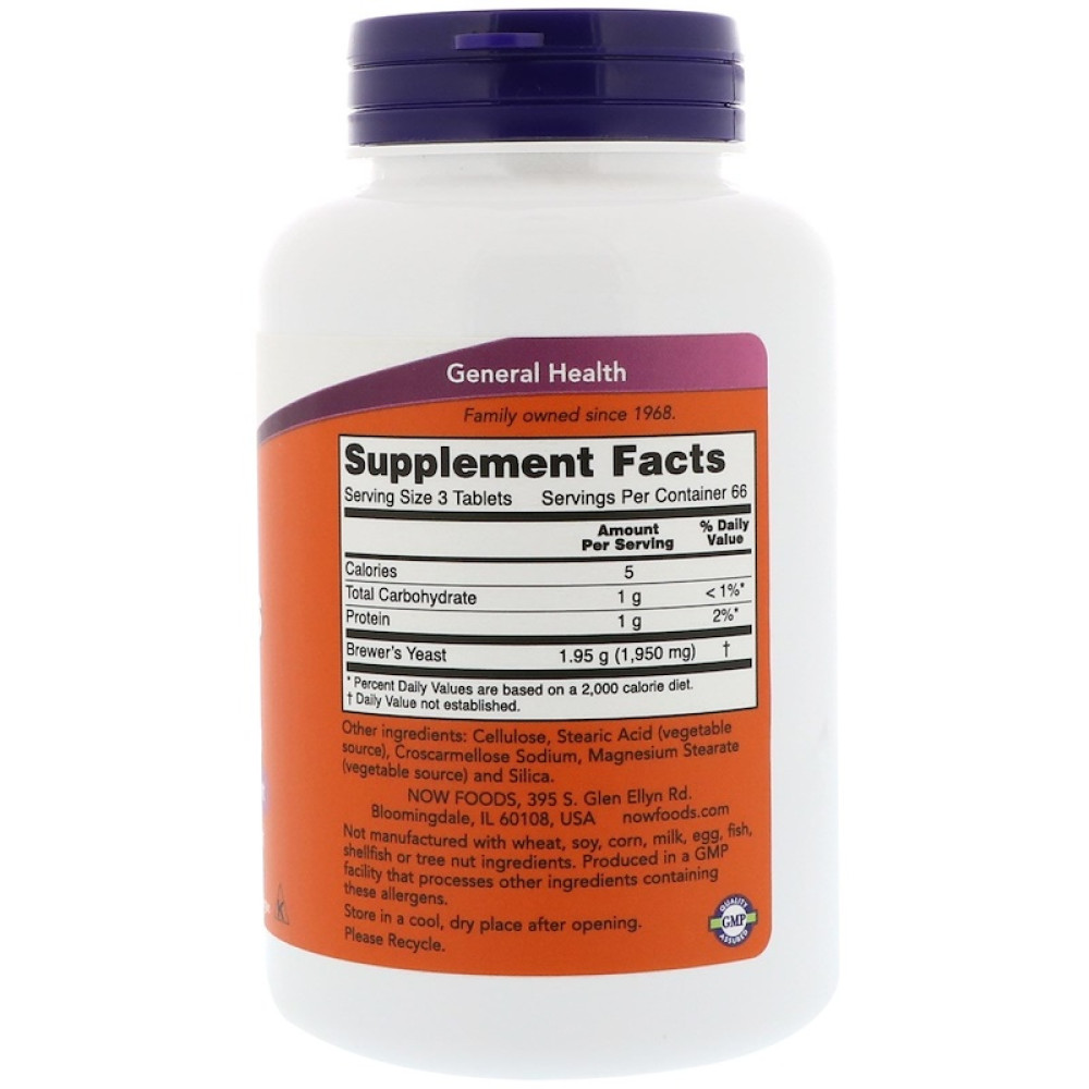 Now Foods Brewer's Yeast 650mg 200 Tablets - Birkenhead Health ...