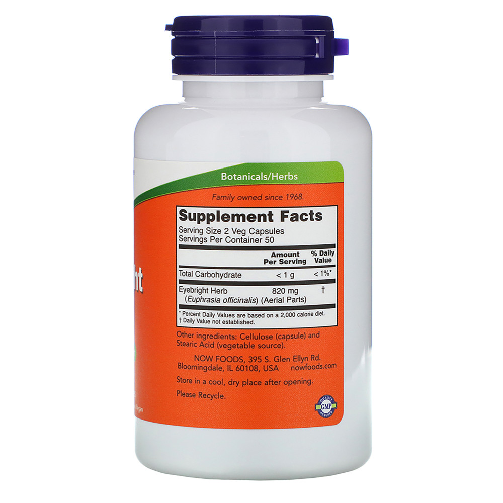 Now Foods Eyebright Herb 410mg 100 Capsules - Birkenhead ...