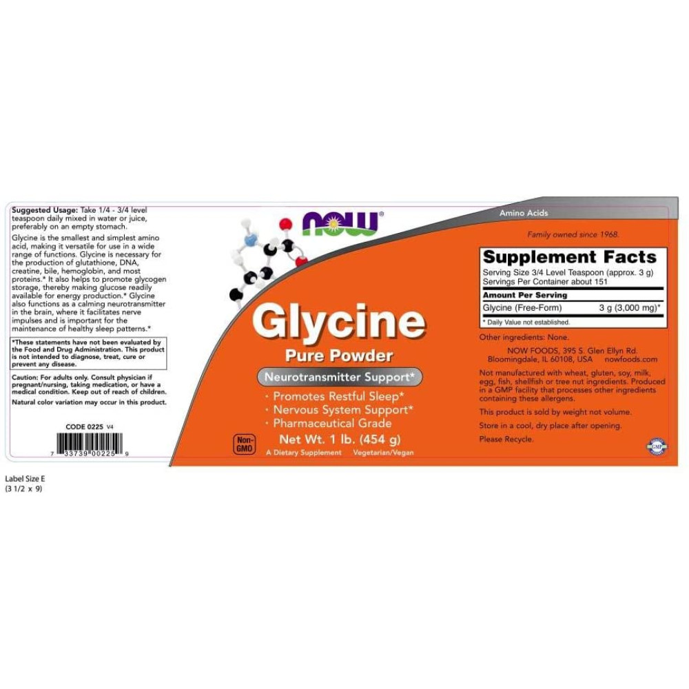 Now Foods Glycine Pure Powder 454g | Birkenhead HealthPlus