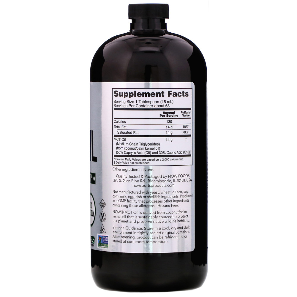 Now Foods MCT Oil 100% Pure in Glass Bottle 473ml - Birkenhead ...