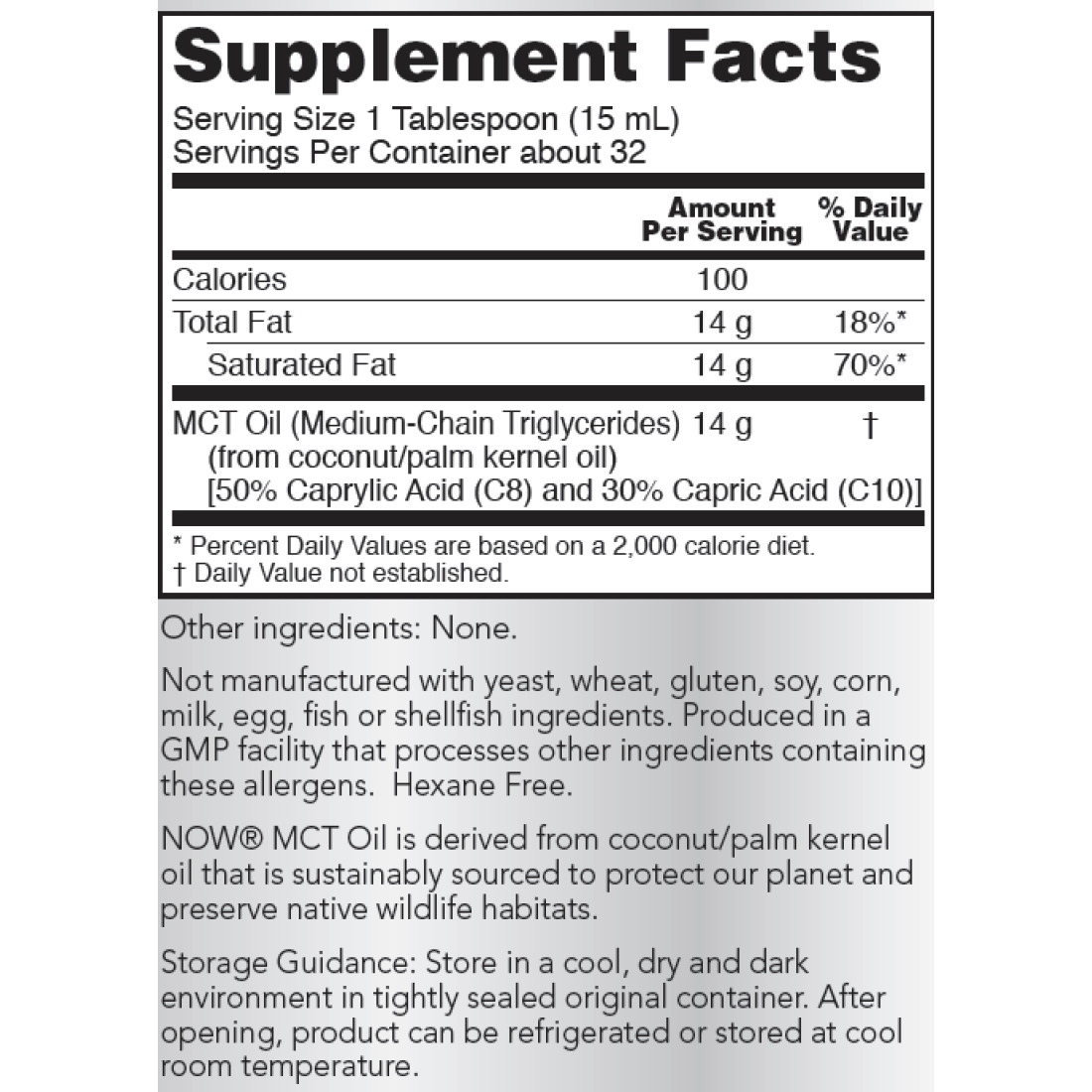 Now Foods MCT Oil 100% Pure in Glass Bottle 473ml - Birkenhead ...