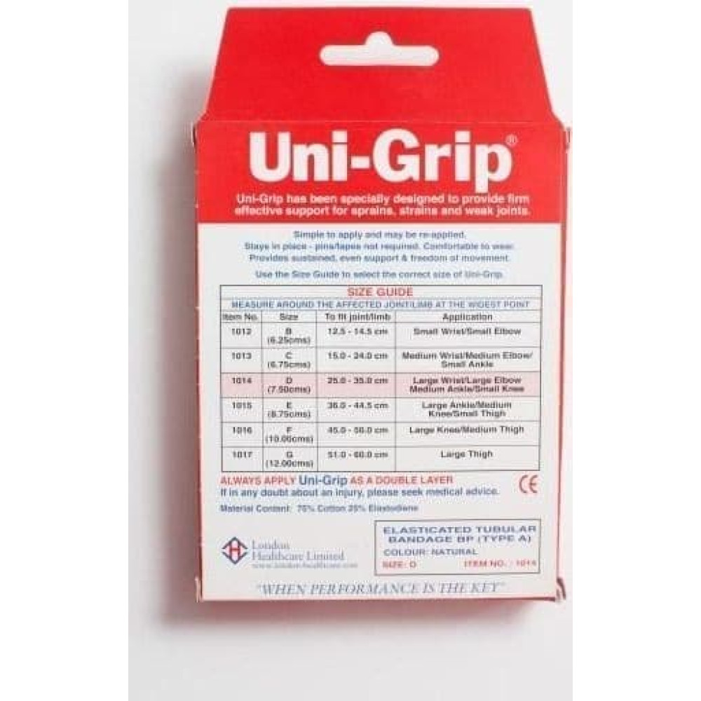 Uni Grip Elasticated Tubular Support Size G - Birkenhead ...
